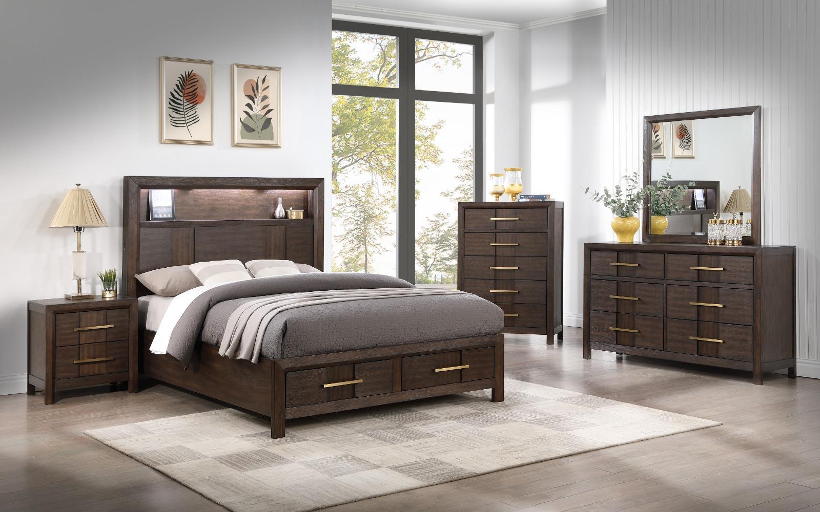 Walnut Queen 6 Pcs Kenzo Bedroom Set